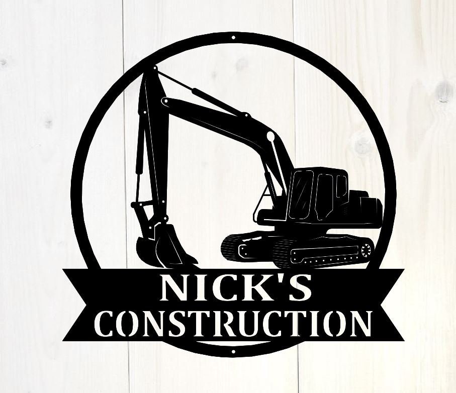 Custom Metal Excavator Sign -pipe Liners - Little Boys Room ...
