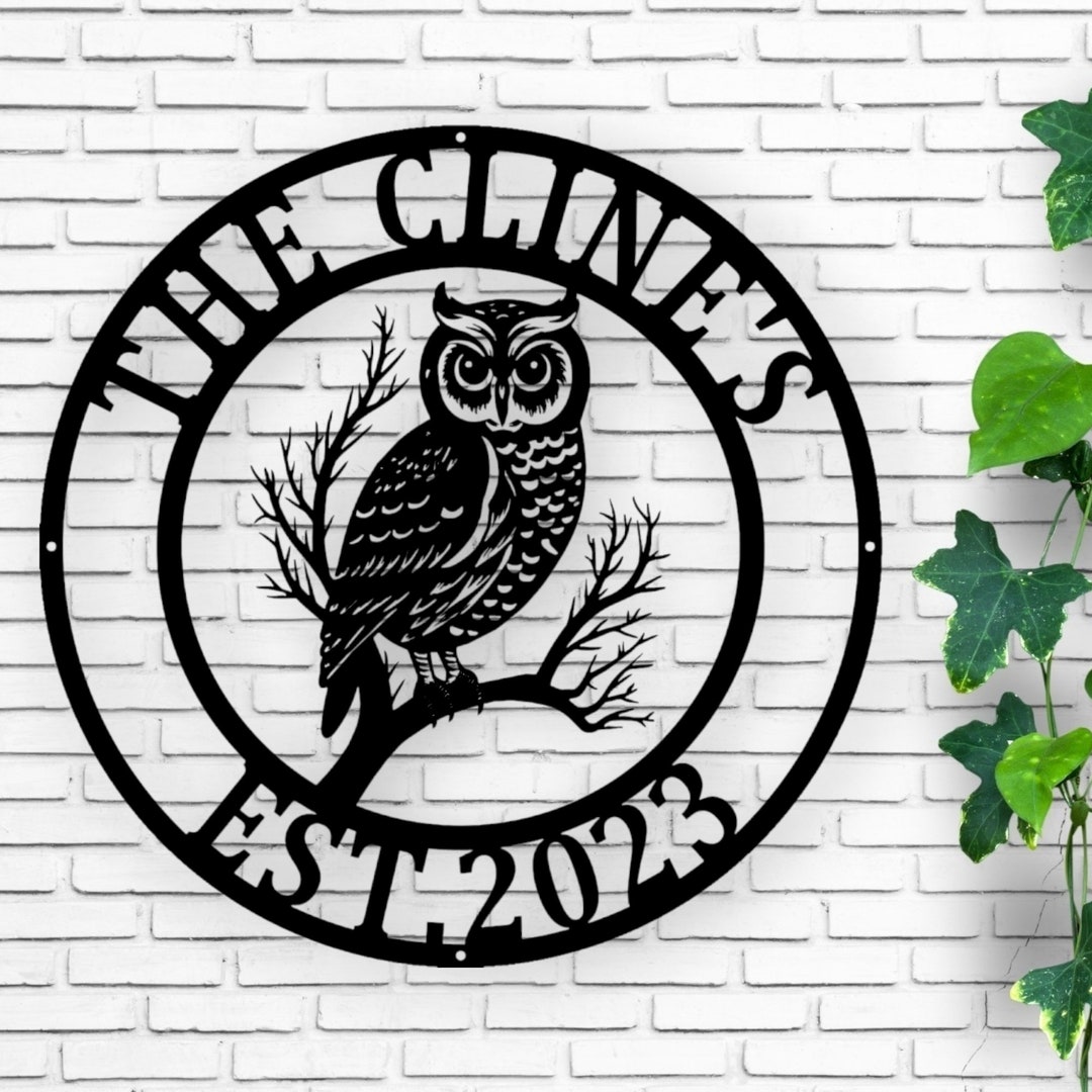Personalized Owl Metal Sign | Custom Home Decor, Unique Gift for Owl ...