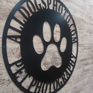 Metal Sign Front Door Monogram, Paw Print Custom Outdoor Metal Sign for ...