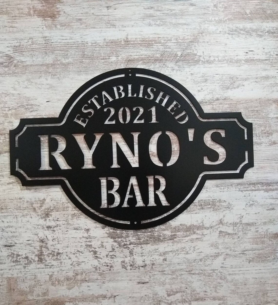 Vintage Metal Bar Sign Established Wall Decor Personalized | Etsy