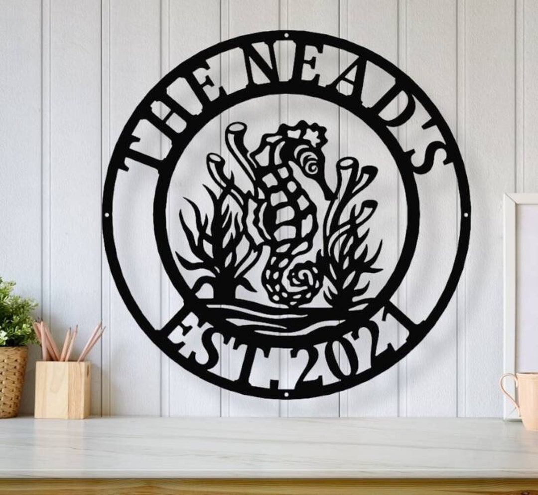 Sea Horse Ocean Beach Metal Art Steel Wall Decor, Seahorse Marine Life ...