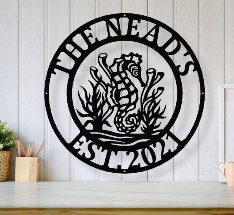 Sea Horse Ocean Beach Metal Art Steel Wall Decor, Seahorse Marine Life ...