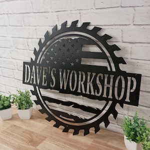 Custom American Flag Workshop Sign | Metal Shop Sign | Free Shipping ...