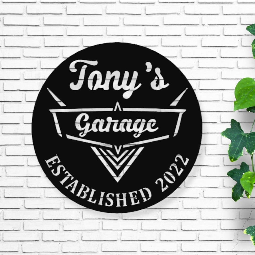 Vintage 1950's Garage Sign - Personalized Metal Wall Art - Dad Man Cave ...