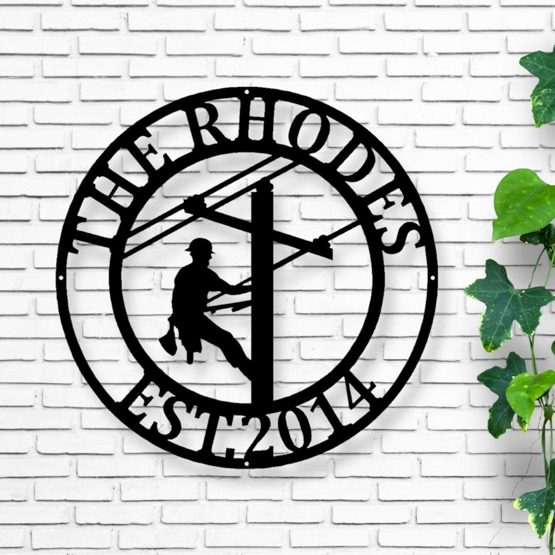 Line Man Metal Gift, Lineman Last Name Metal Sign, Personalized Lineman ...