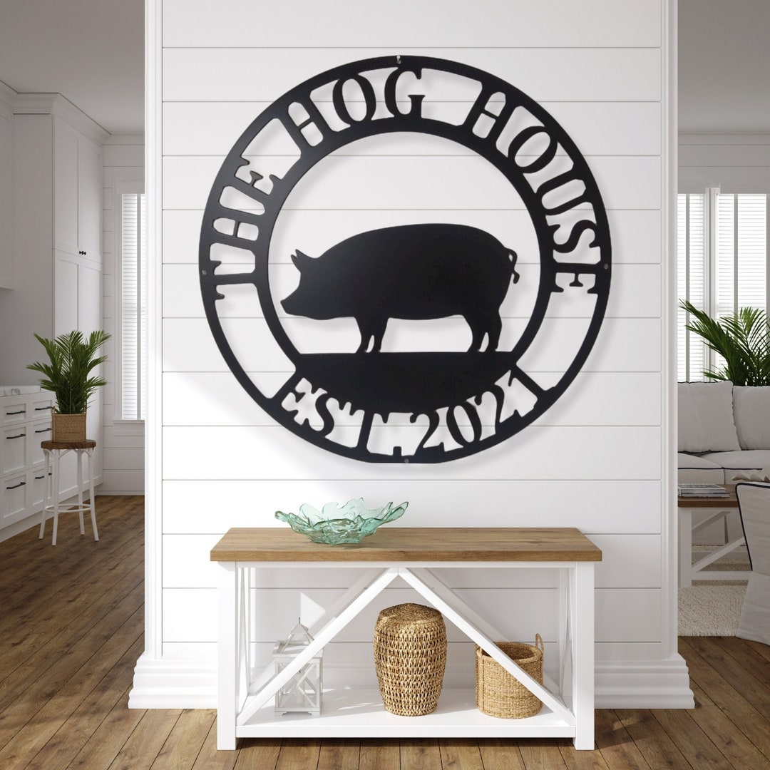 Pig Farm Sign, Animals Farm, Established, Silhouette Farm, Steel Sign ...