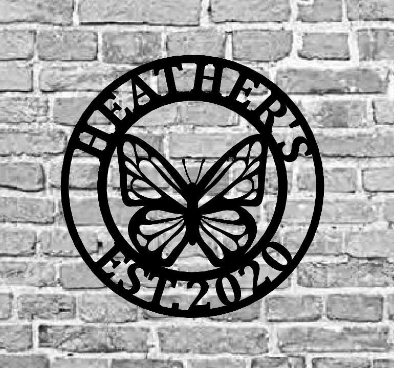 Custom Butterfly Address Sign, Custom Metal Name Sign, Butterfly Sign ...