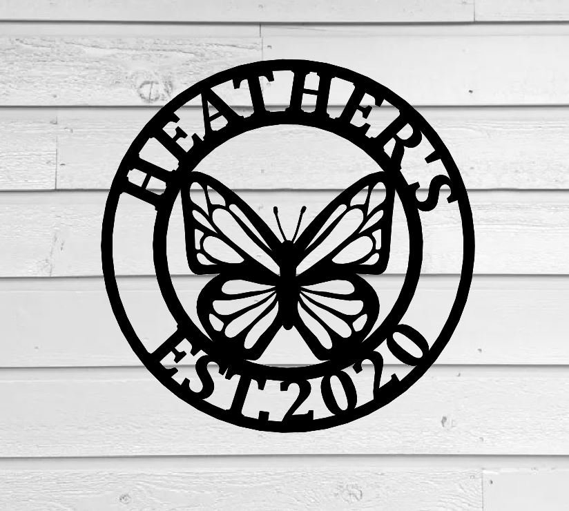 Custom Butterfly Address Sign Custom Metal Name Sign | Etsy