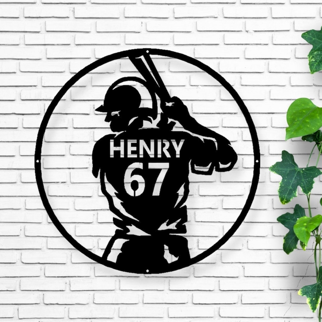 Custom Metal Baseball Name Sign, Baseball Name Home Decor, Personalized ...