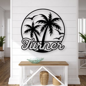 Custom Metal Palm Tree Sign, Family Pool Sign, Pool Sign for Deck ...