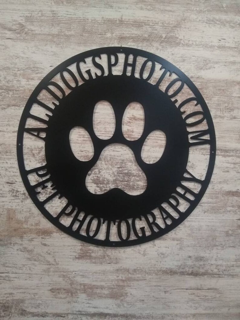 Metal Sign Front Door Monogram Paw Print Custom Outdoor Metal - Etsy