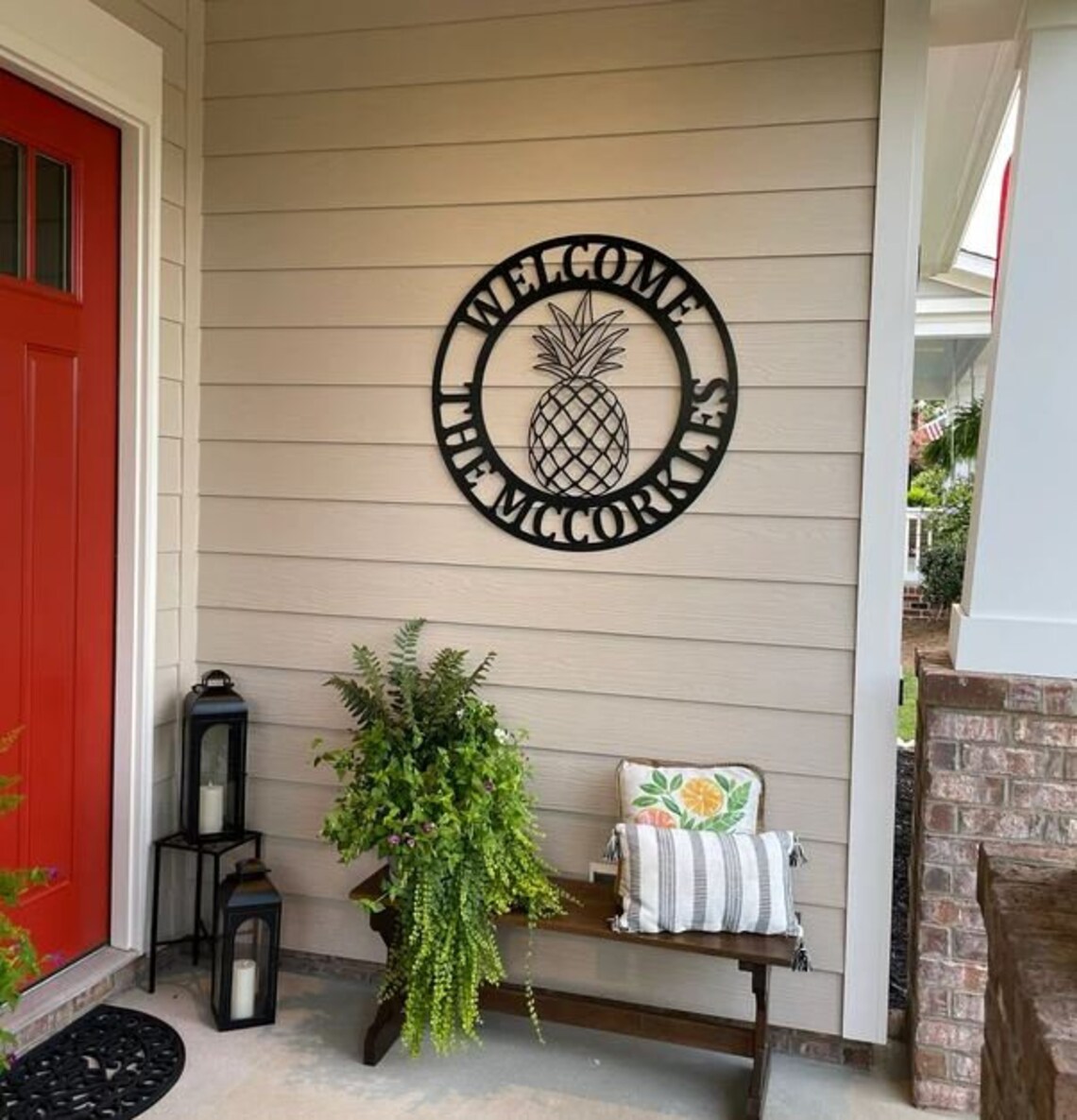 Personalized Pineapple Metal Sign - Housewarming Gift - Personalized ...