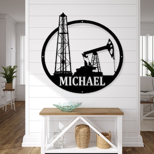 Personalized Metal Name Sign, Custom Oil Field Sign, Oil Rig Welcome ...