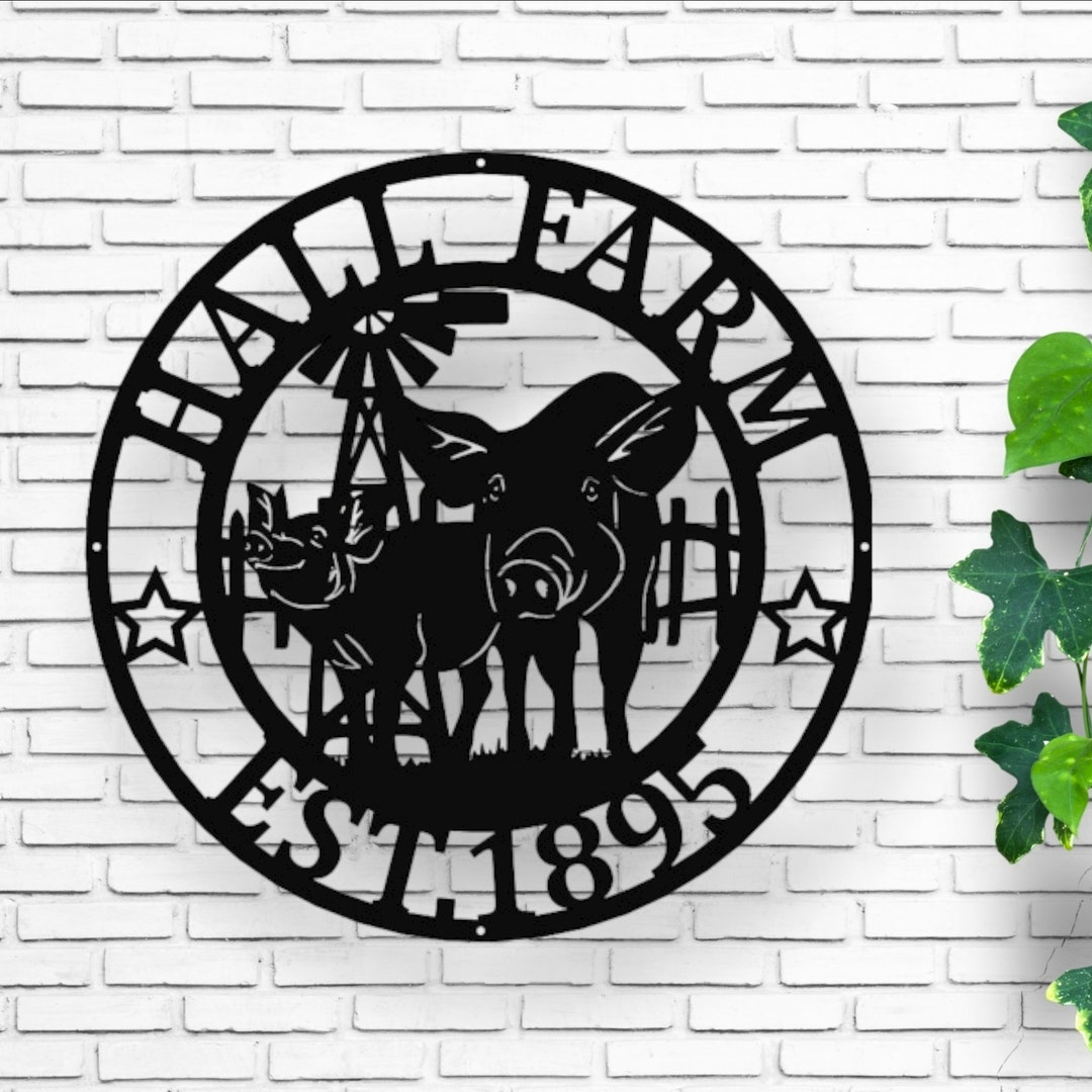 Pig Farm Sign, Animals Farm, Established, Silhouette Farm, Steel Sign ...