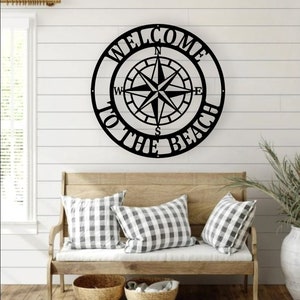 Personalized Compass Rose Metal Sign - Nautical Address Wall Art ...
