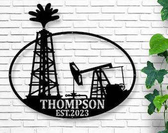 Personalized Oil Field Door Hanger. Oil Rig Metal Art, Gift for Oil ...