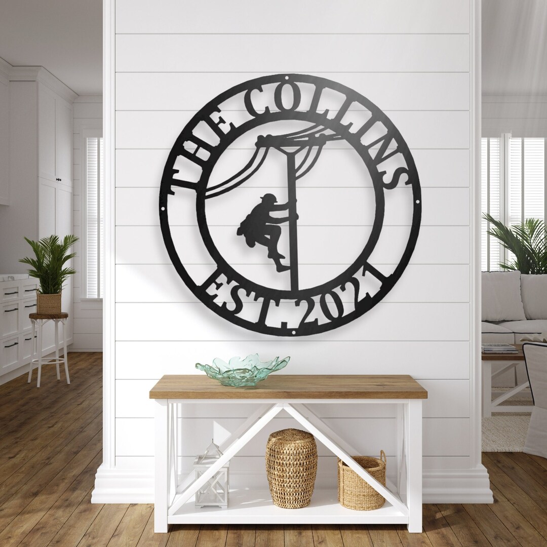 Line Man Metal Gift, Lineman Last Name Metal Sign, Personalized Lineman ...