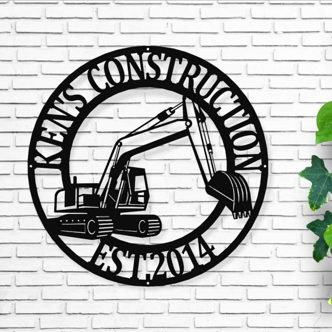 Custom Metal Excavator Sign pipe Liners Little Boys Room Construction ...