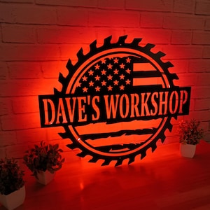 Custom American Flag Workshop Sign | Metal Shop Sign | Free Shipping ...