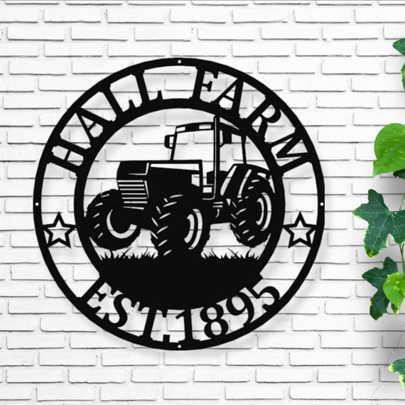 Metal Tractor Sign Monogram Farm Sign Metal Name Sign | Etsy