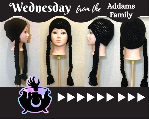 Wednesday WIG Beanie-hat From the Addams Family for Cancer | Etsy
