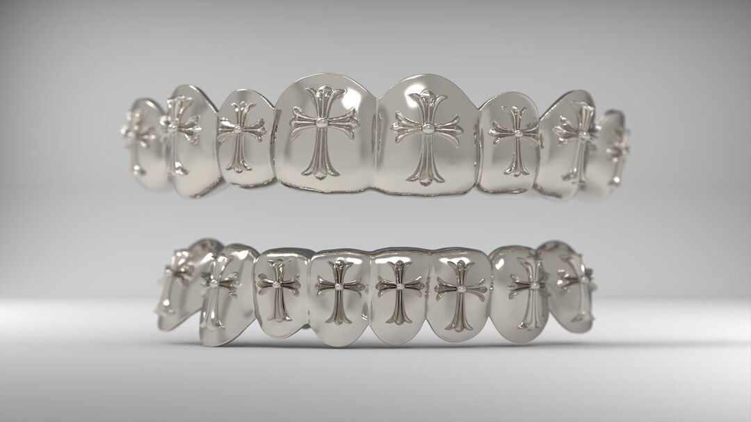 925 Sterling Silver CH Gothic Cross Grillz Set - Etsy