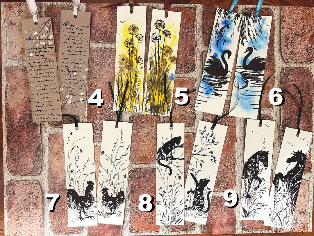 2 Set Cool Bookmarks Hand Painted Art Watercolor Bookmark Gift for Book ...