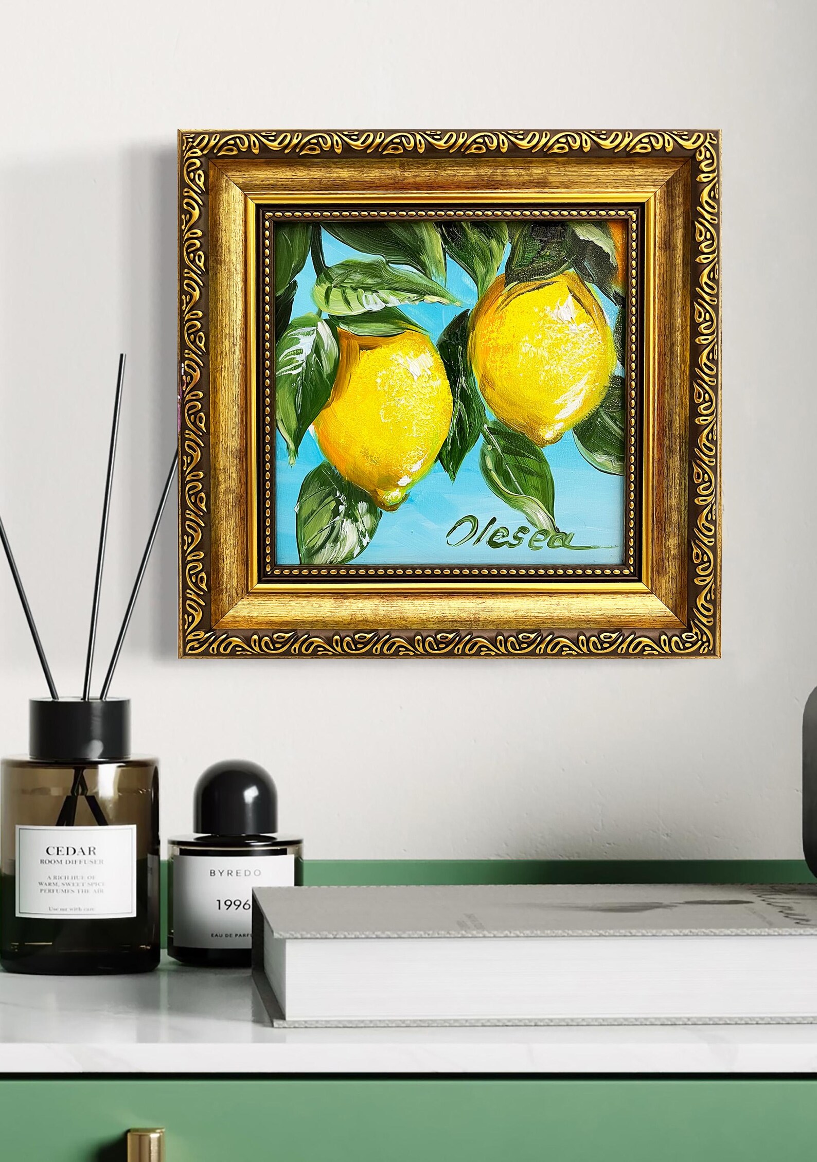 Lemons Original Small Painting Framed Original Kitchen Oil Wall Art 7 ...