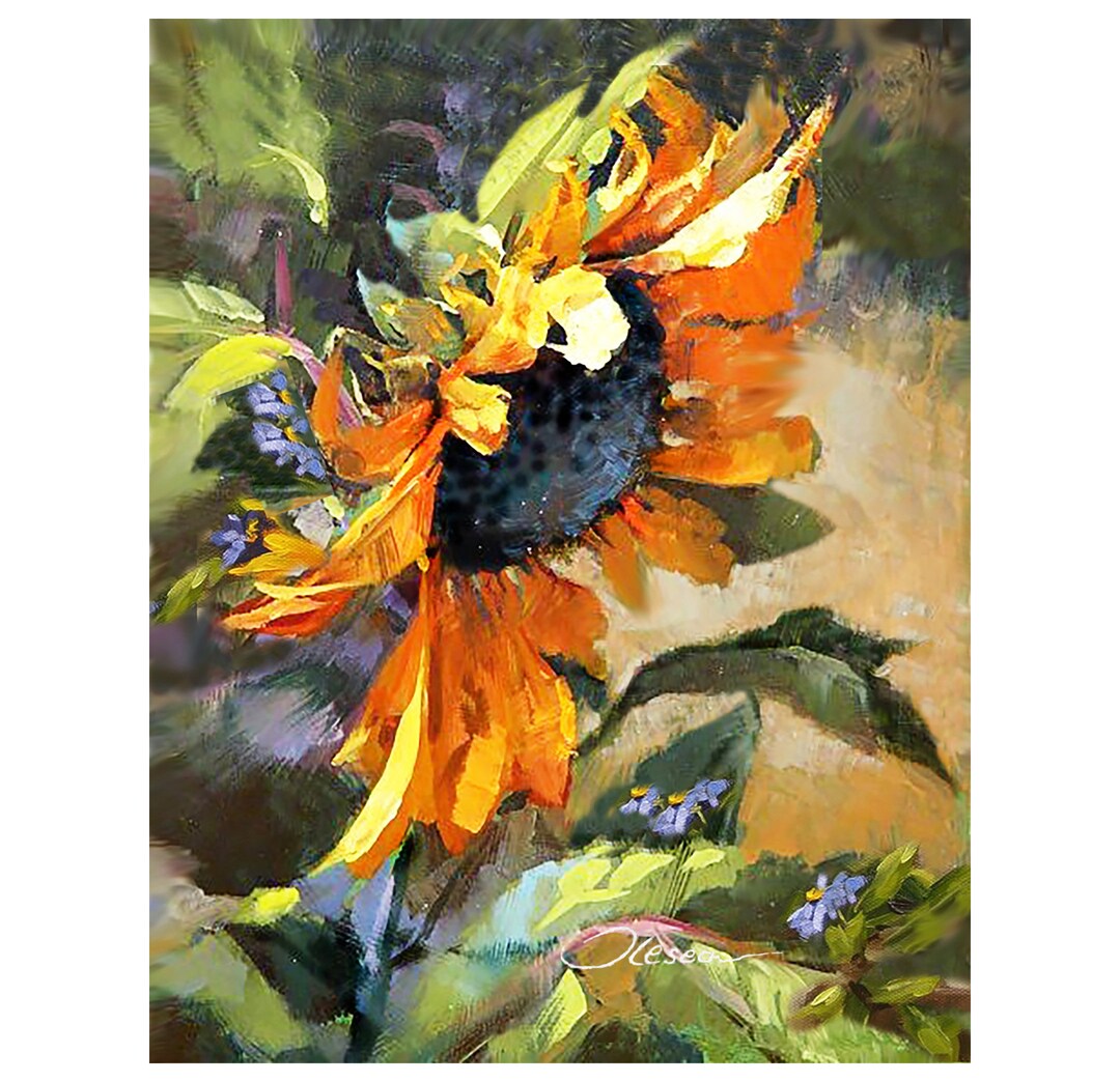 Sunflower Oil Painting Original Floral Wall Art by - Etsy
