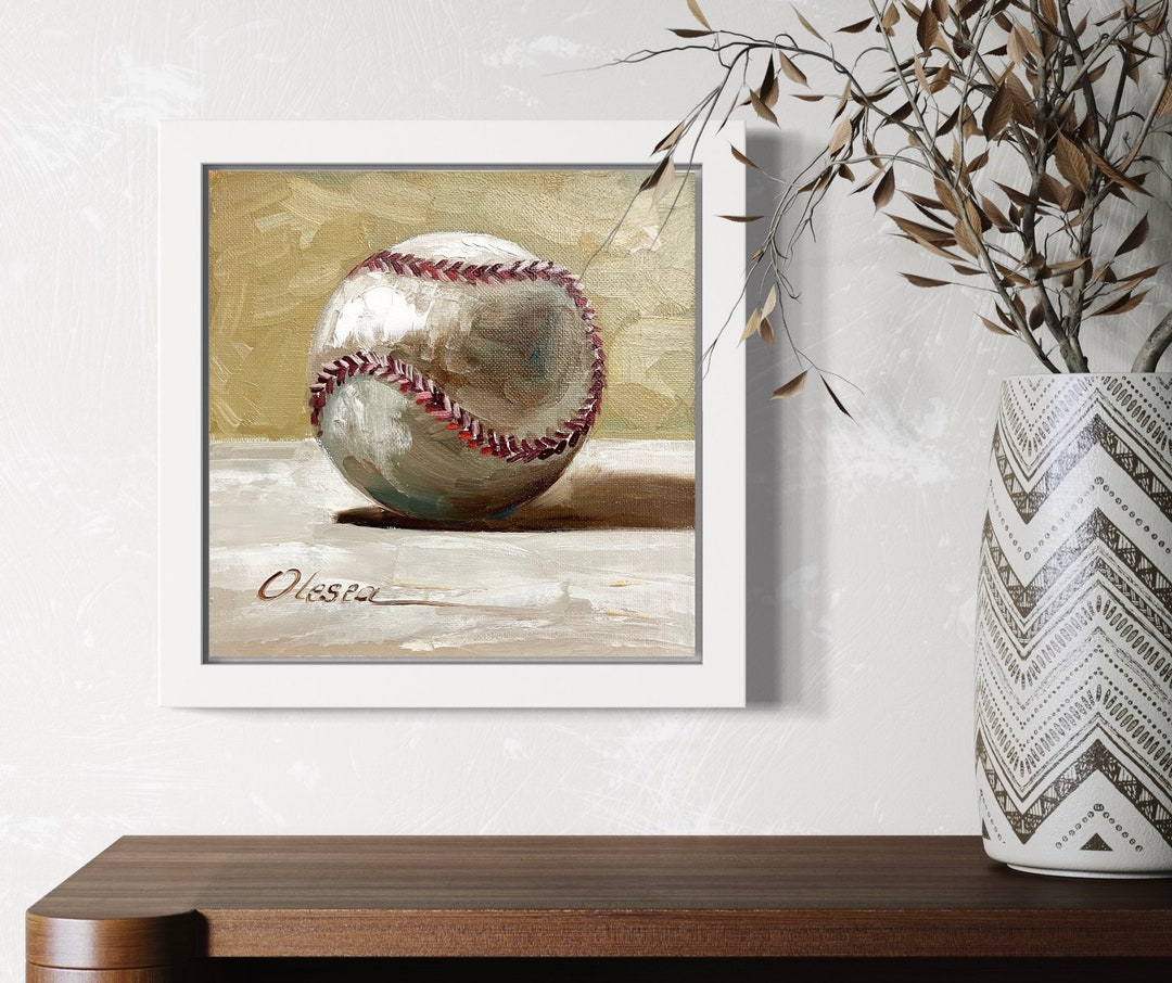 Baseball Oil Painting Impasto Original Sport Art Baseball Wall Art Kids ...