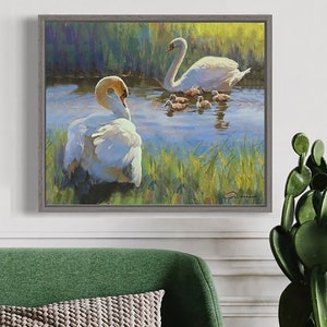 Swan Painting for Bedroom Birds Wall Art Original Painting Swan ...