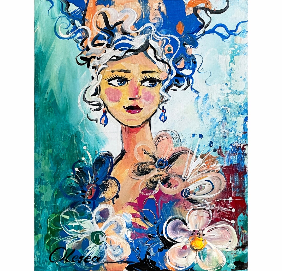 Woman Portrait Art Abstract Portrait Office Art Modern Wall Art Gift ...