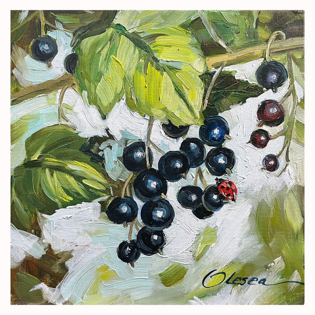 Currant Art Original Painting Oil Artwork 8"by 8" by Artworkfromolesea ...