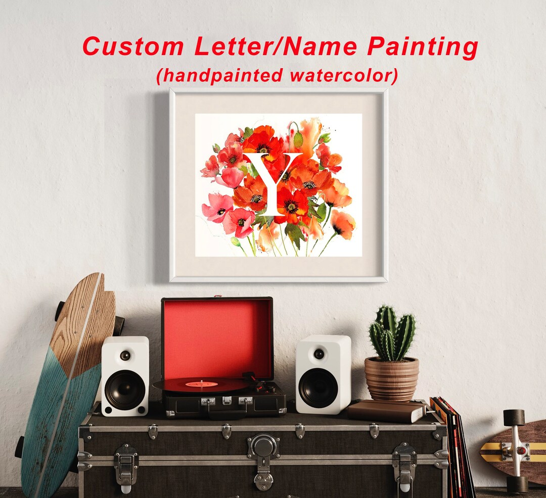 Custom Letter Wall Art Name Artwork Custom Office Wall Art Floral ...