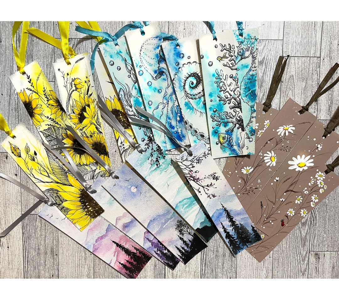 Bookmarks Hand Painted Watercolor Gift for Book Lover Seascape ...