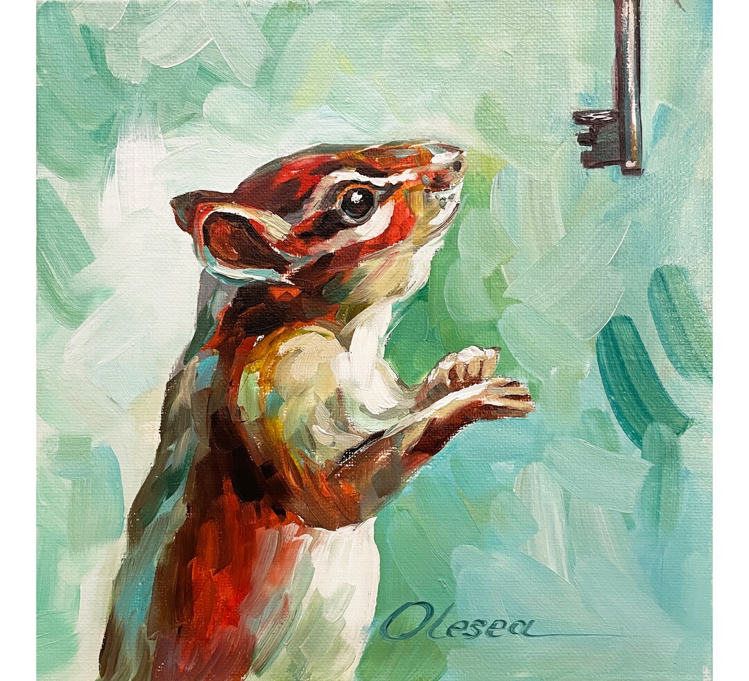Chipmunk Art for Kids Room Painting Animal Wall Art Kitchen Original ...