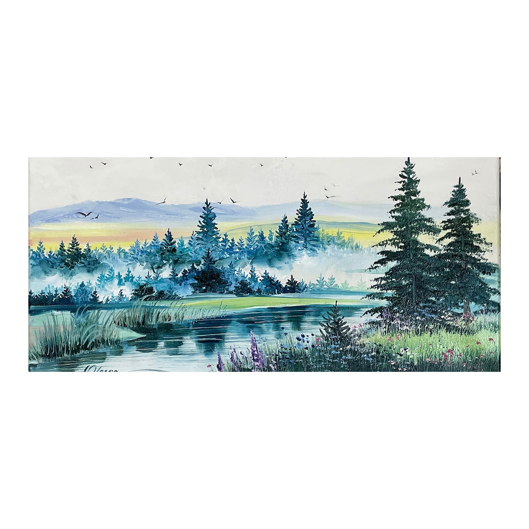 Vermont Office Art Forrest Oil Painting Original Landscape Entryway Art ...