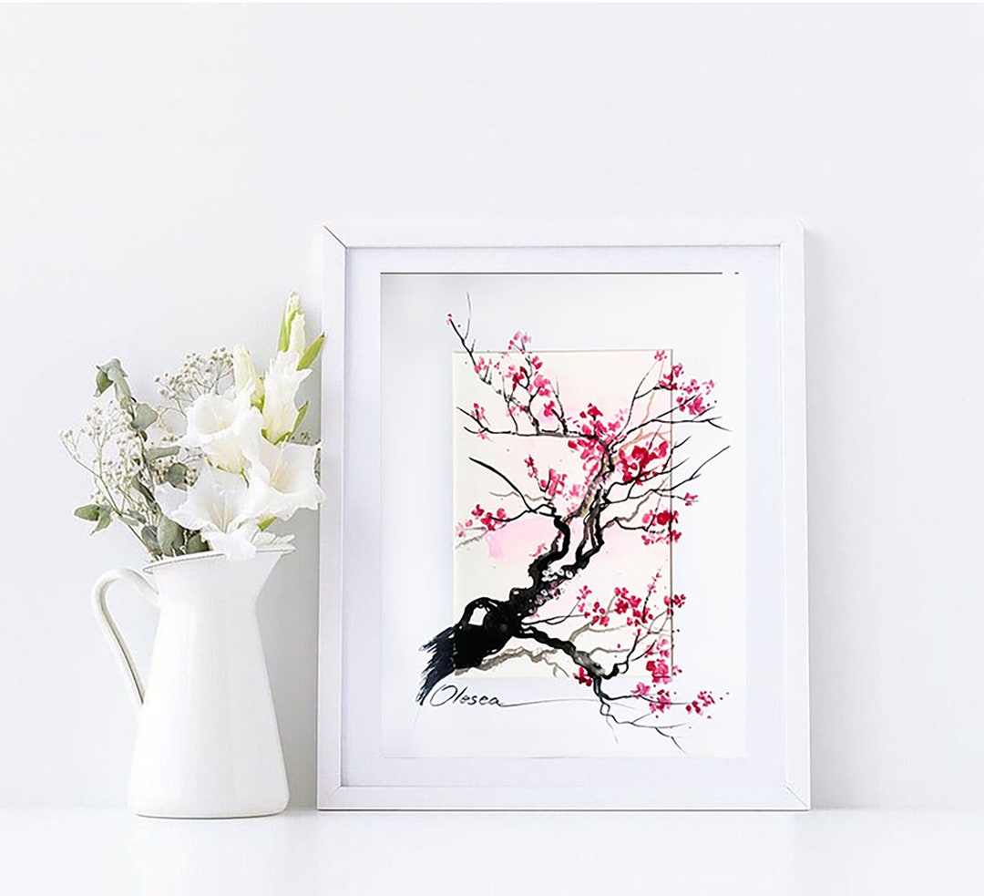 Blossom Tree Art Original Painting Entryway Wall Art Pink Tree Art ...