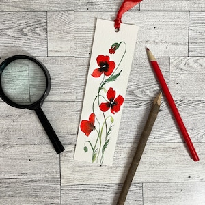 Lilac Bookmarks Hand Painted Poppy Floral Watercolor Bookmark Gift for ...