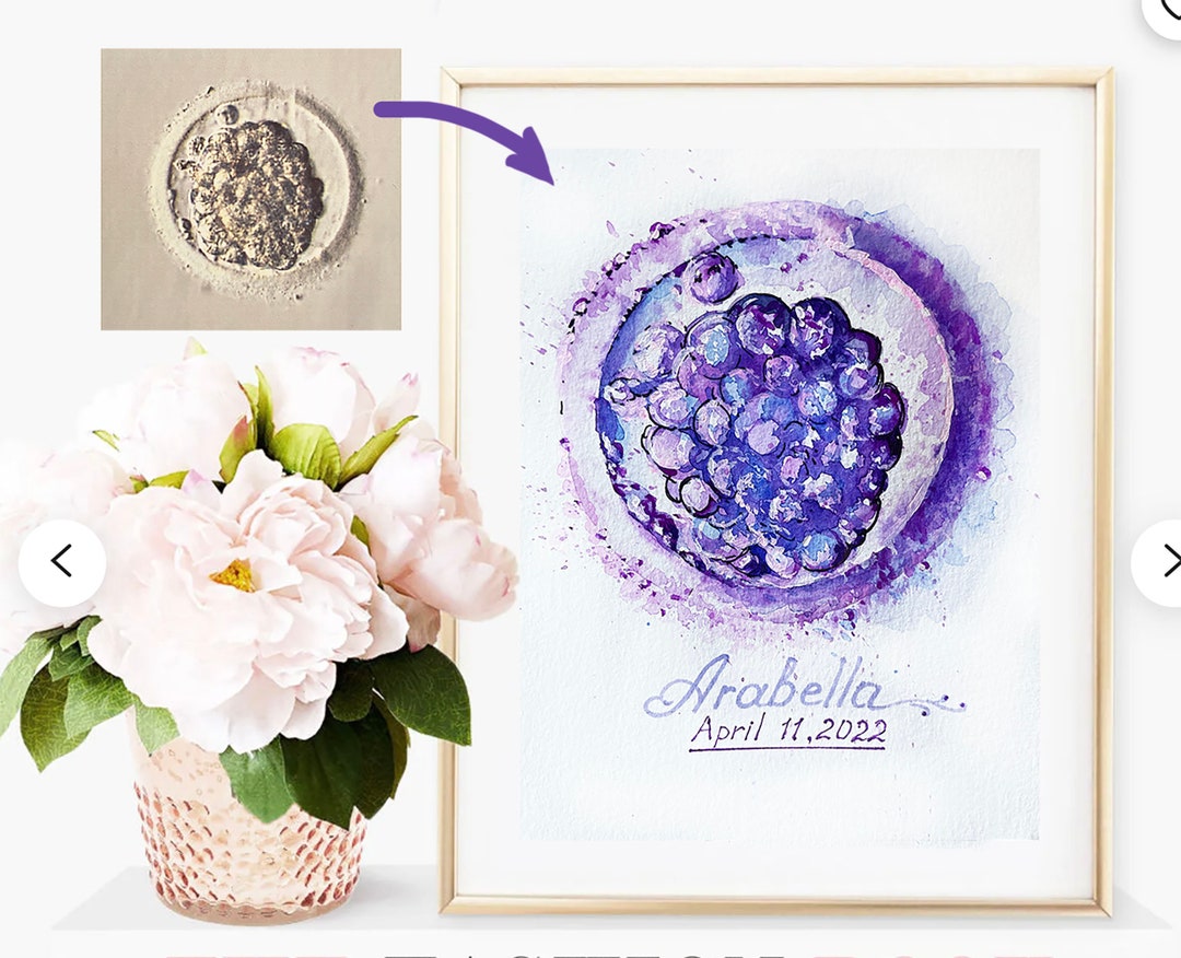 Custom Embryo Art Watercolor Baby Shower Personalized Pregnancy Best ...