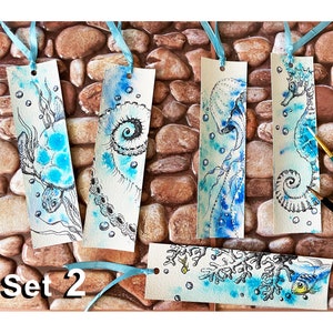 Bookmarks Hand Painted Watercolor Gift for Book Lover Seascape ...