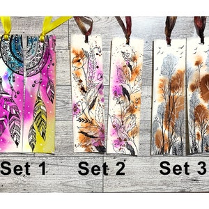 2 Set Cool Bookmarks Hand Painted Art Watercolor Bookmark Gift for Book ...