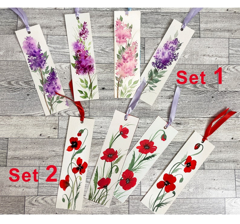 Hand-painted Floral Watercolor Bookmark - Poppy Art Gift - Etsy