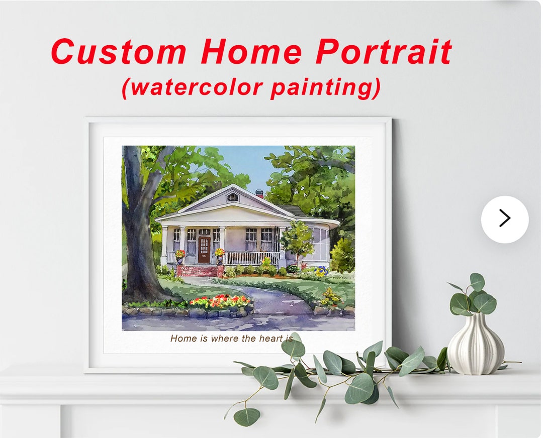 Custom Hand-painted House Wall Art Home Portrait Watercolor Home Wall ...
