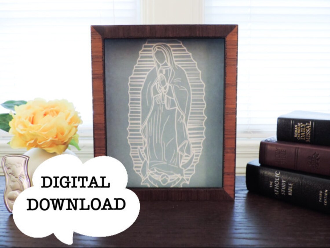 Our Lady of Guadalupe Minimalist Line Drawing DIGITAL | Etsy