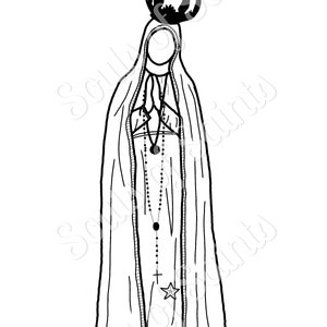 Black and White Mary Line Drawings Version 2 - Set of 5 (DIGITAL ...