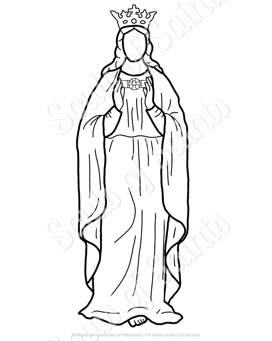 Black and White Mary Line Drawings Version 2 Set of 5 - Etsy