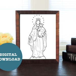 Black and White Mary Line Drawings Version 2 - Set of 5 (DIGITAL ...