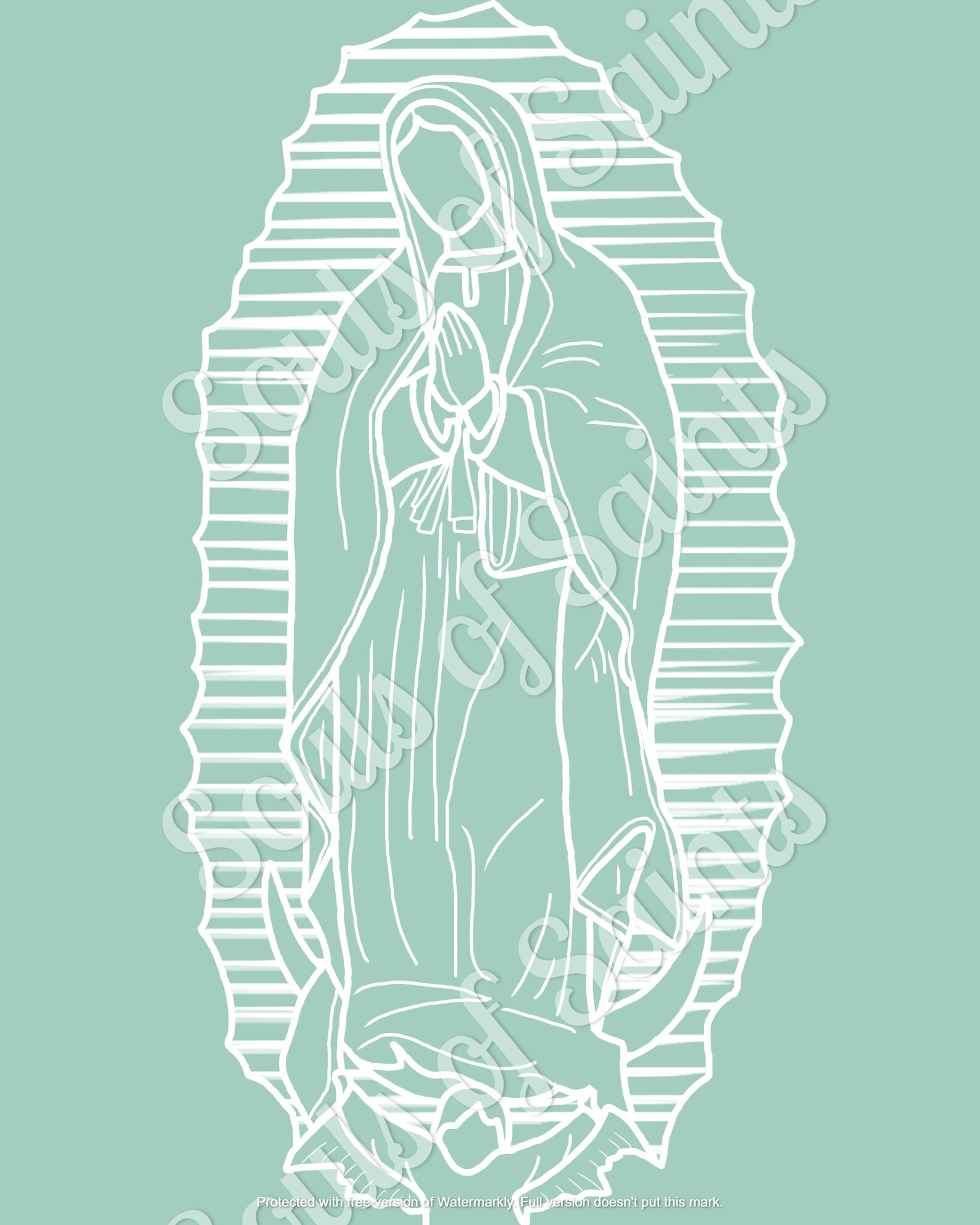 Our Lady of Guadalupe Minimalist Line Drawing DIGITAL | Etsy