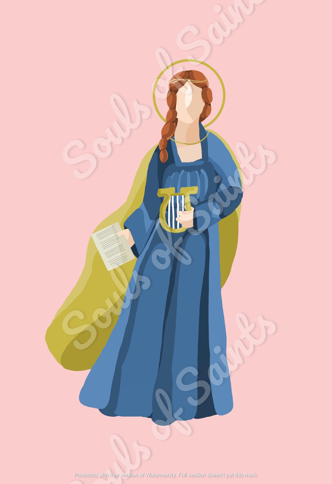 St. Cecilia Minimalist Print - DIGITAL DOWNLOAD - Patron Saint of Music ...